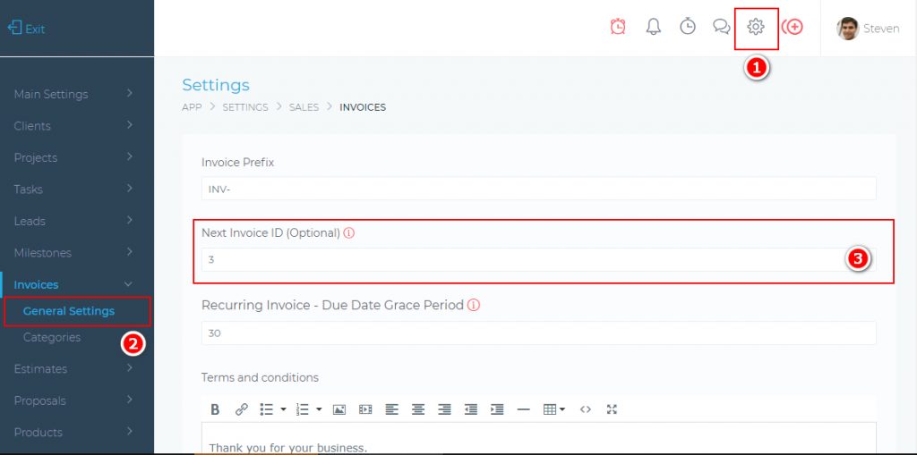 Change/Reset Invoice Numbers – Grow CRM – A Self Hosted CRM & Project ...