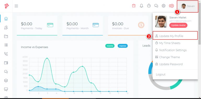 Update Profile – Grow CRM – A Self Hosted CRM & Project Management Software
